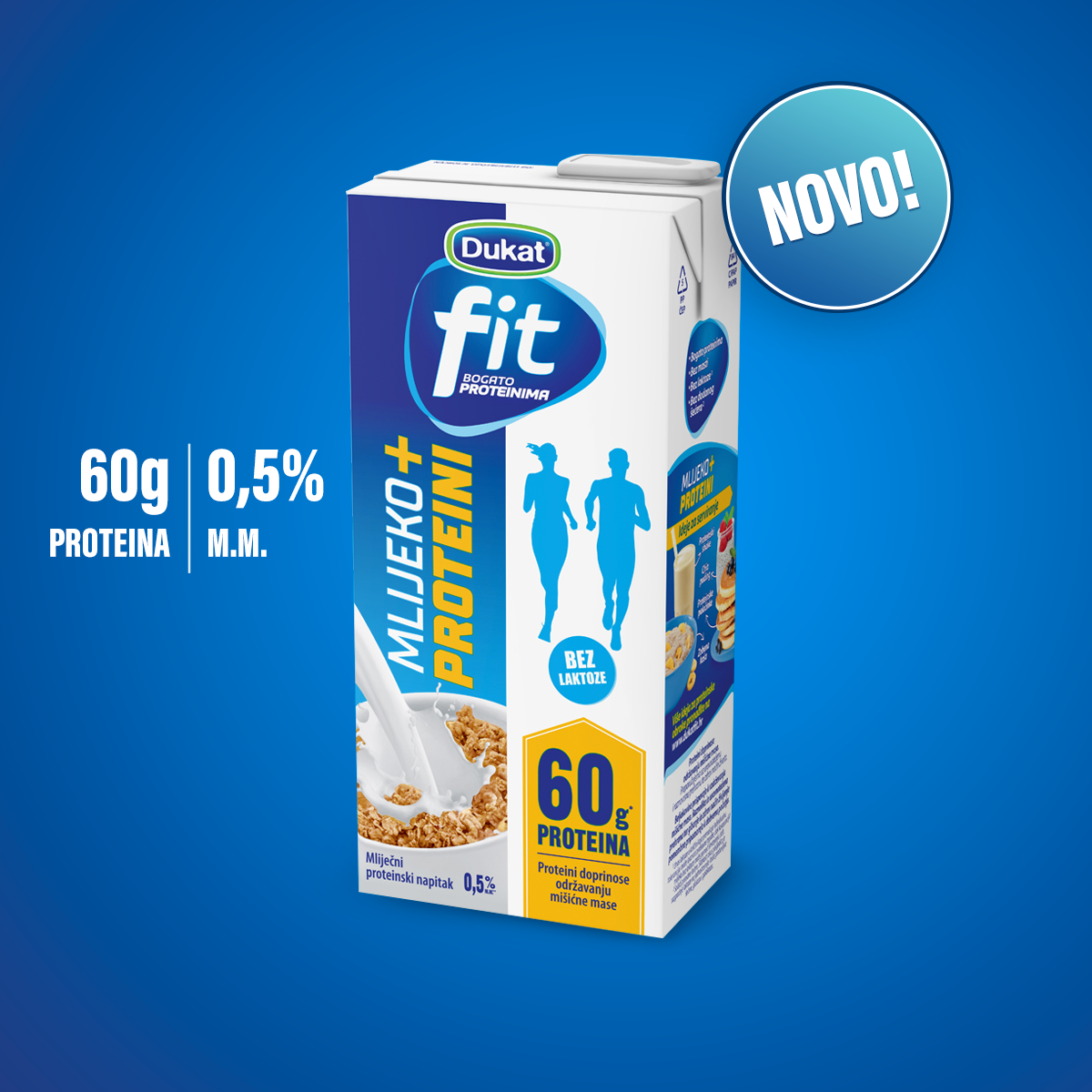 Dukat Fit mliječni proteinski napitak bez laktoze 1 l - Skorpion Shop